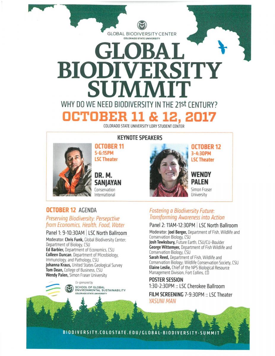 Global Biodiversity Summit flyer - Economics | Colorado State University